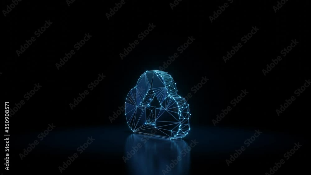 Vidéo Stock 3d rendering seamless loop 4k rotation wireframe neon glowing symbol of cloud upload ...