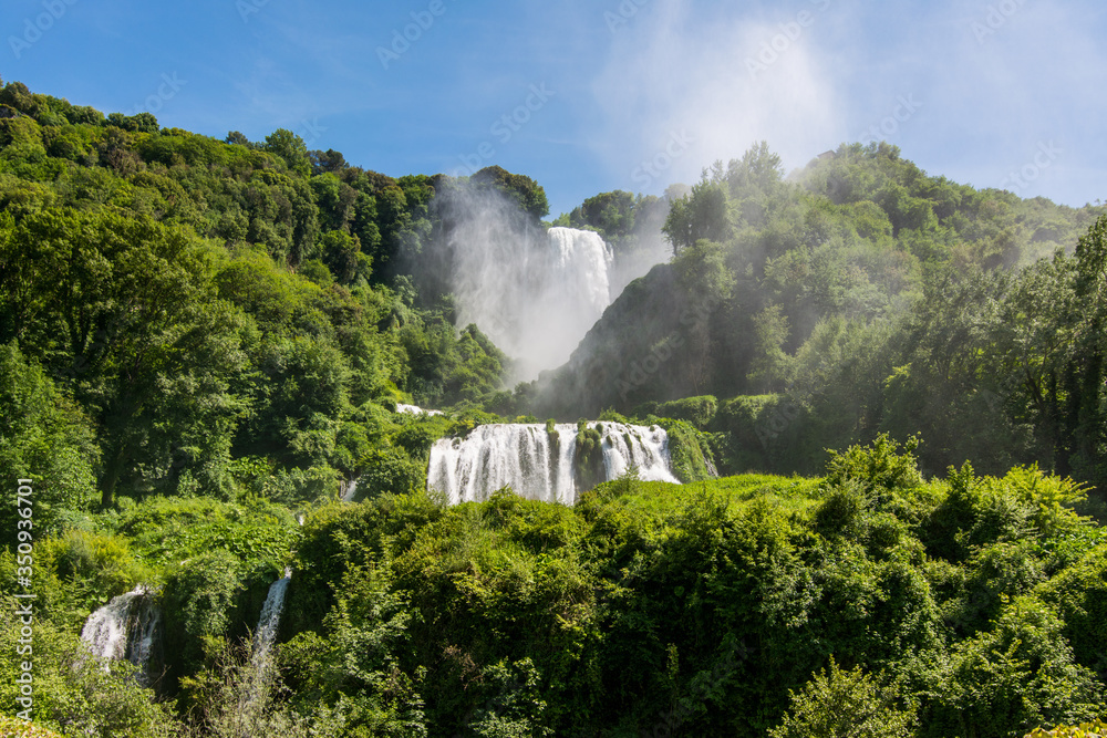 Marmore falls, Cascata delle Marmore, in Umbria, Italy. The tallest man ...