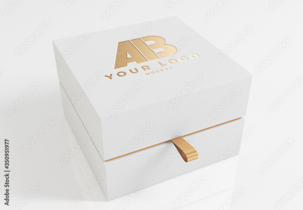 Gold Logo on White Luxury Box Mockup Stock Template | Adobe Stock