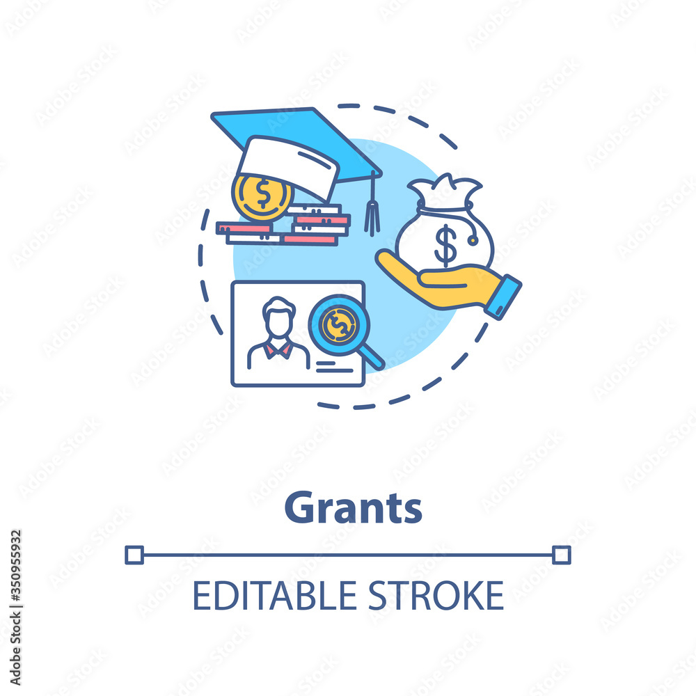 Grants concept icon. Higher education programs. Annual and monthly ...