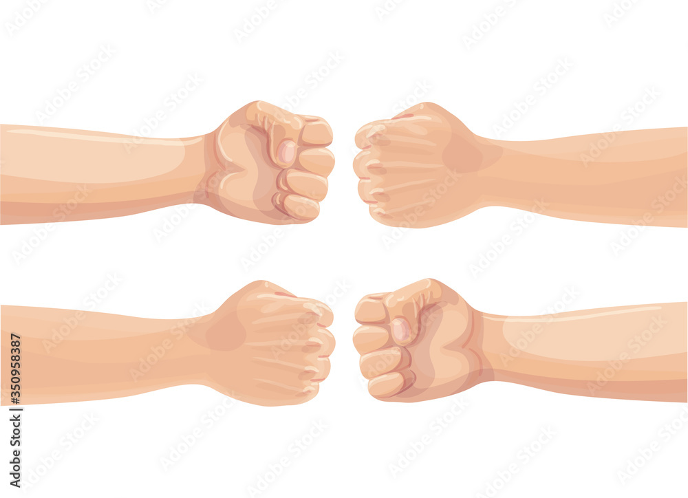 Two fists punching each other. Two clenched fists bumping. Conflict ...