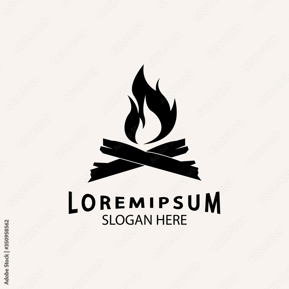 vintage Hipster bonfire Campfire logo badge label vector illustration ...