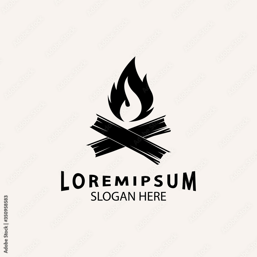 vintage Hipster bonfire Campfire logo badge label vector illustration ...