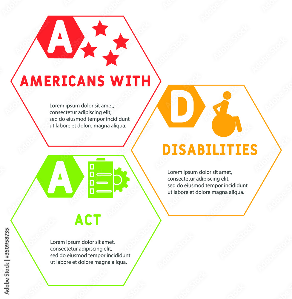 ADA - Americans with Disabilities Act acronym, concept background Stock ...