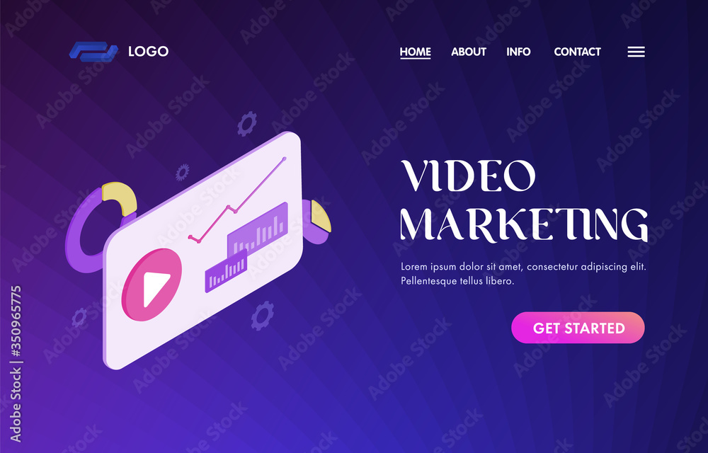 Video Marketing isometric UI UX vector web template for website header ...