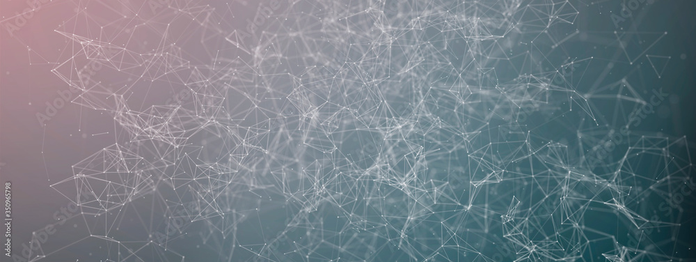 Digital technology background. Abstract white dots are connected by ...