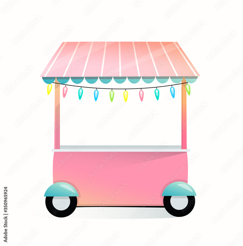 Market empty stall or stand isolated on white background. Cartoon ...