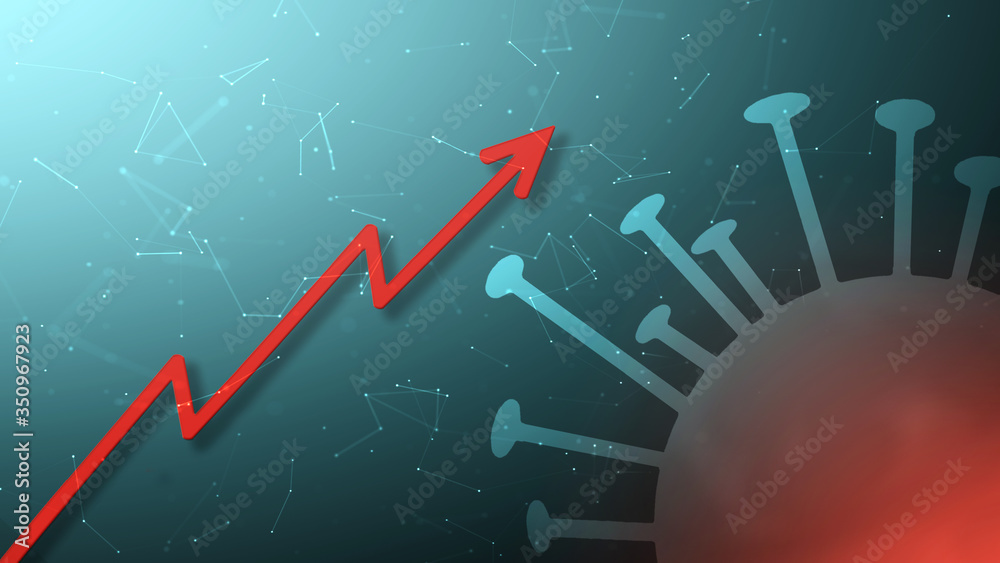 Viral background.A microscopic viral particle on a blue medical ...