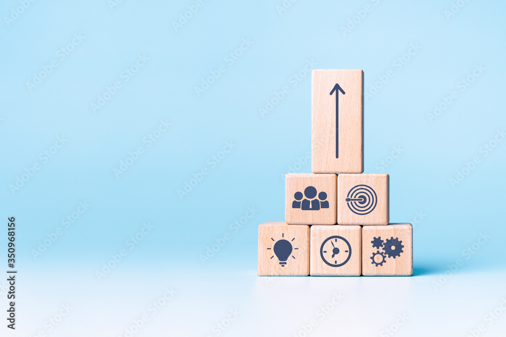 Business process management, Businessman plan a project with wooden ...