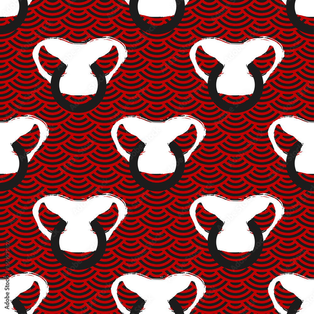 Vecteur Stock Symbol of 2021 Chinese New Year of the Ox. Seamless ...