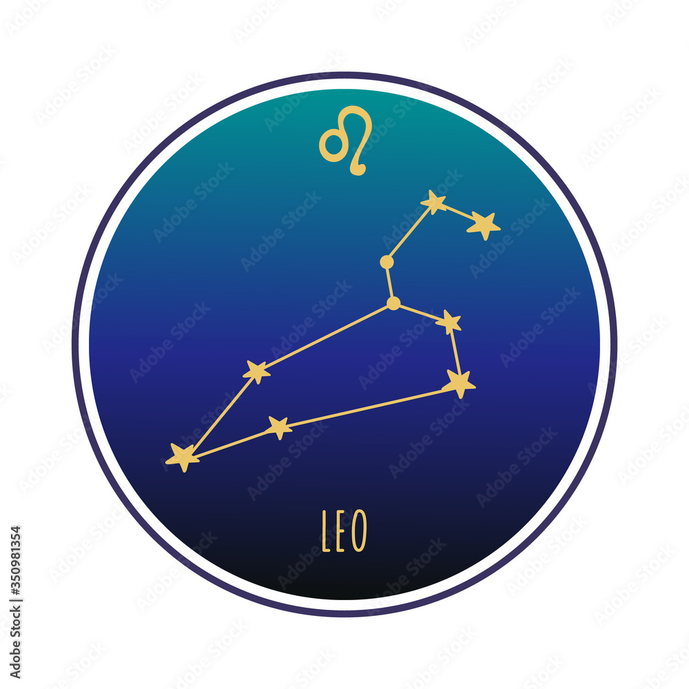 Leo sign. Leo zodiac constellation. Vector color illustration. Leo ...