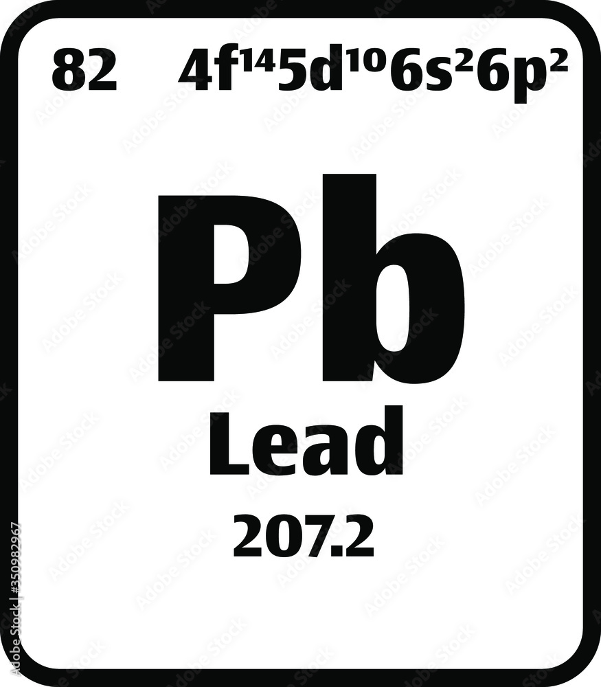 Lead (Pb) button on black and white background on the periodic table of ...