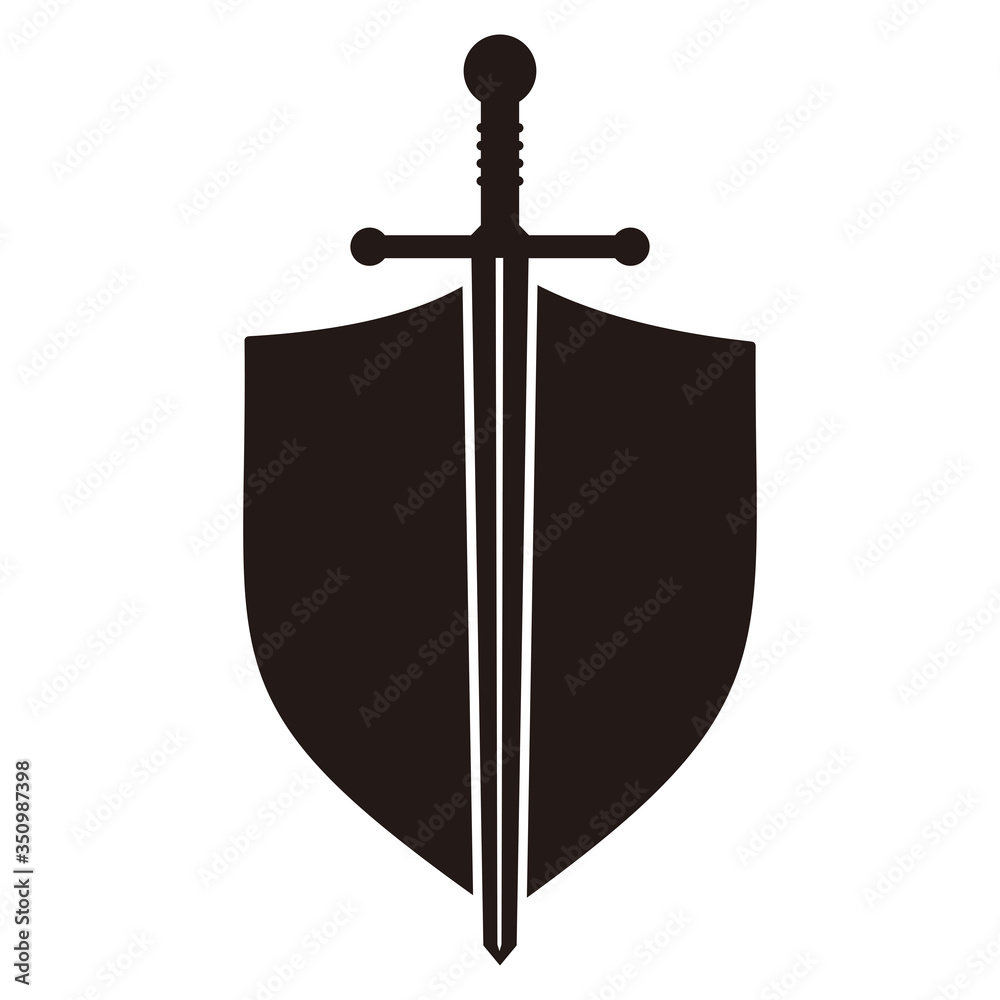 shield and sword icon vector illustration sign Stock Vector | Adobe Stock