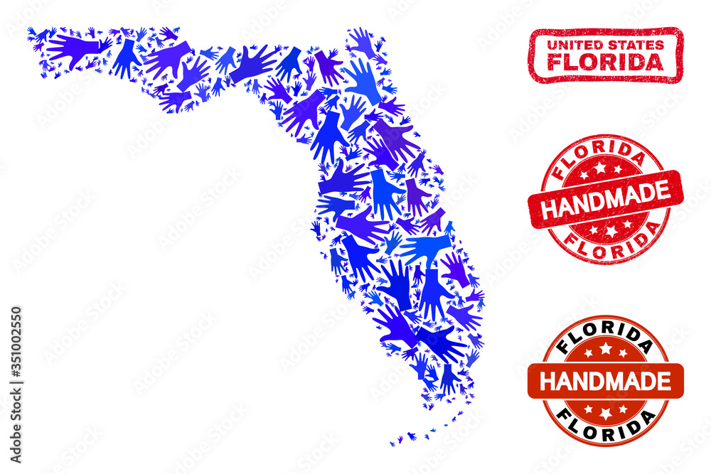 Vector handmade combination of Florida State map and grunge watermarks ...