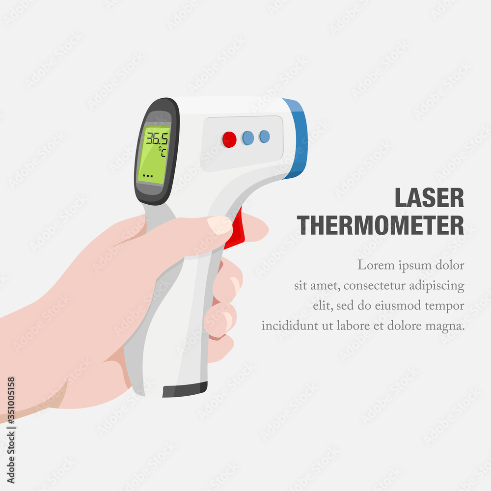 Vector illustration of the use of an infrared thermometer. Suitable for ...
