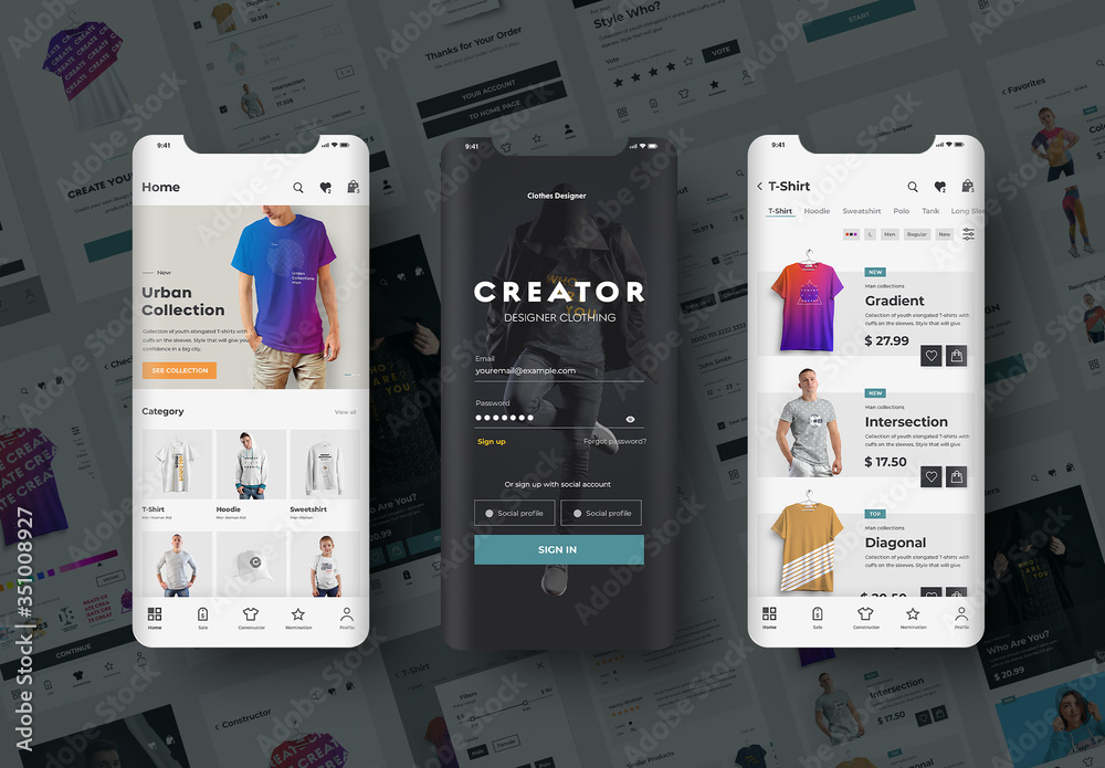 E-Commerce Ui Layout Kit Clothing Store App Stock Template | Adobe Stock