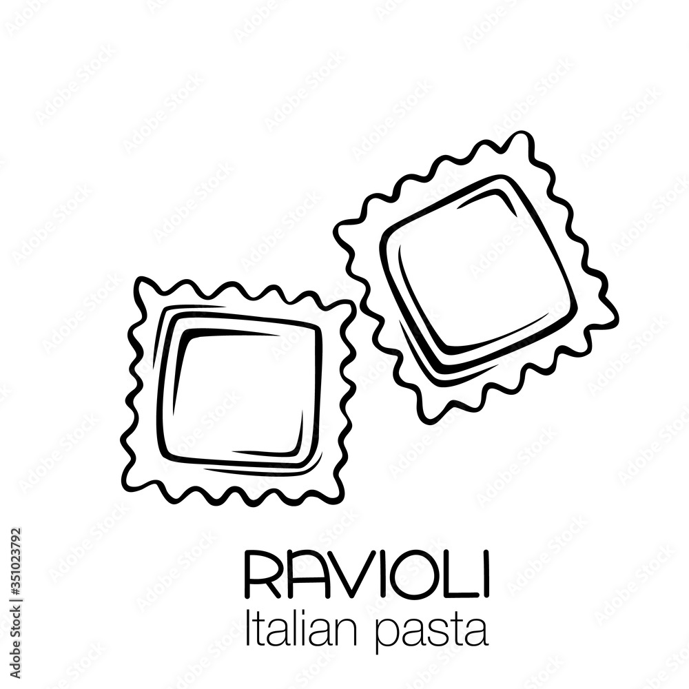 Ravioli pasta outline icon. Stock Vector | Adobe Stock