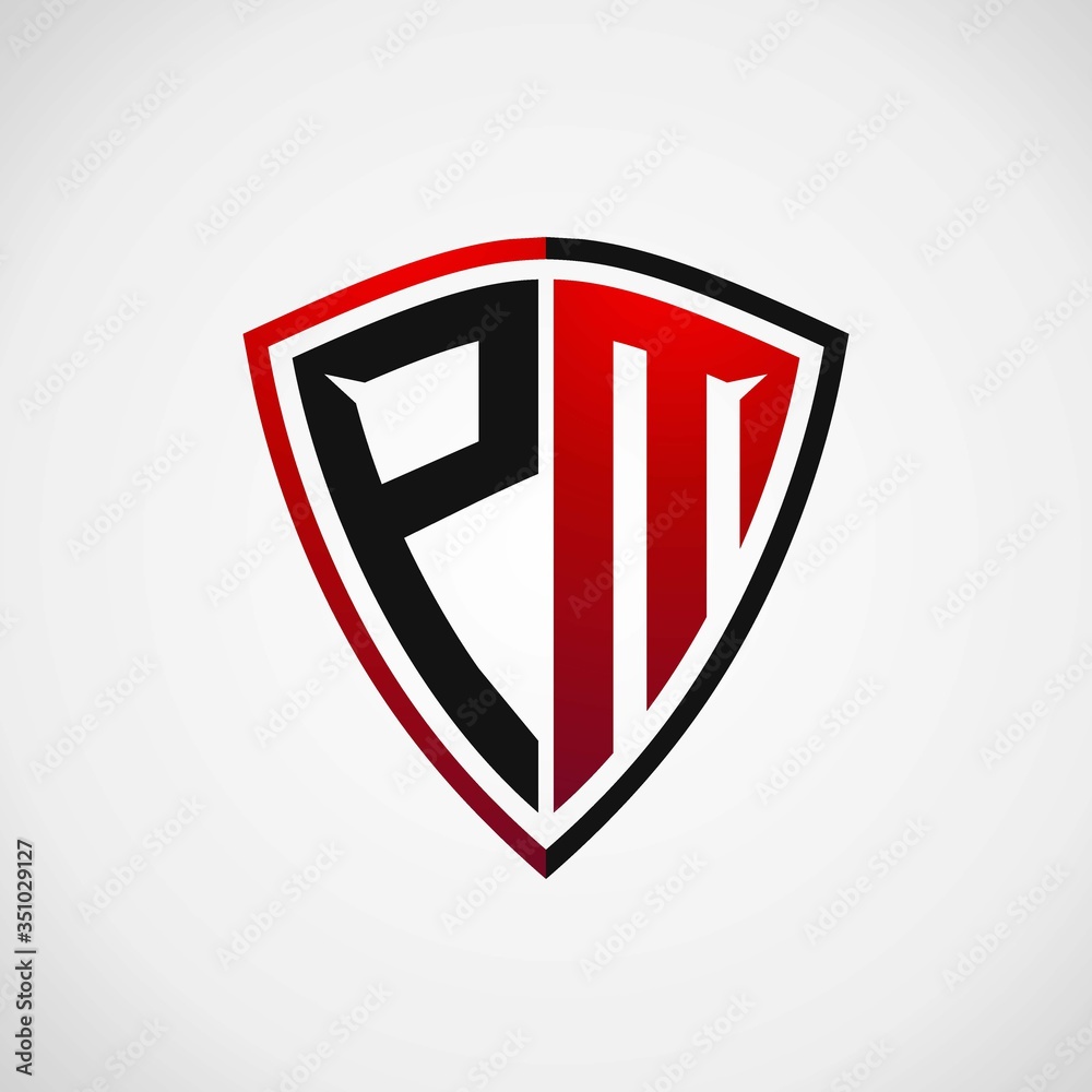 PM initials shield logo designs modern templates. Stock Vector | Adobe ...