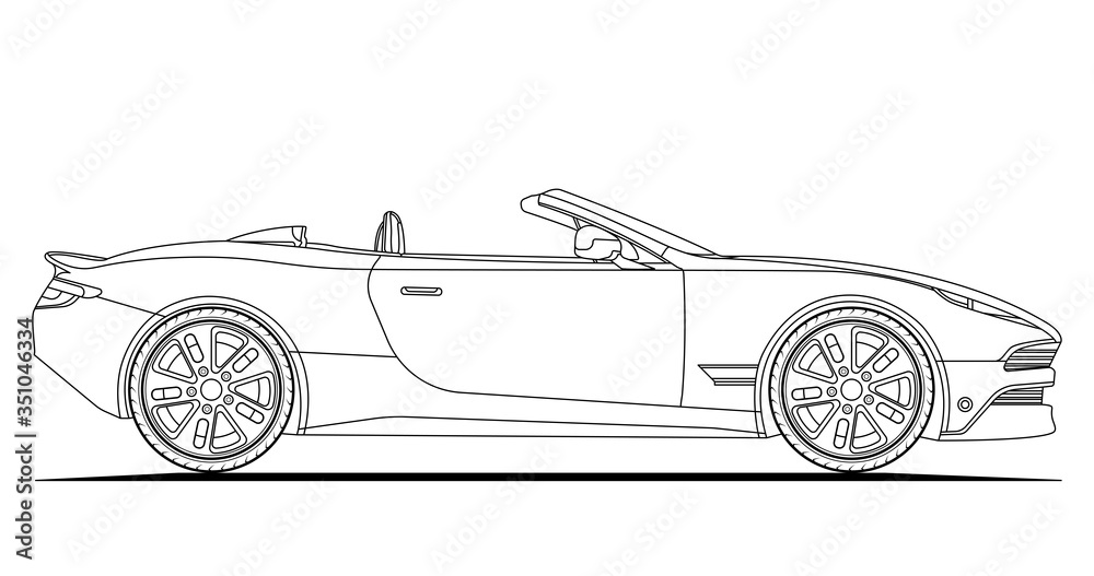 Vecteur Stock Line art vector cabriolet car, concept design. Vehicle ...
