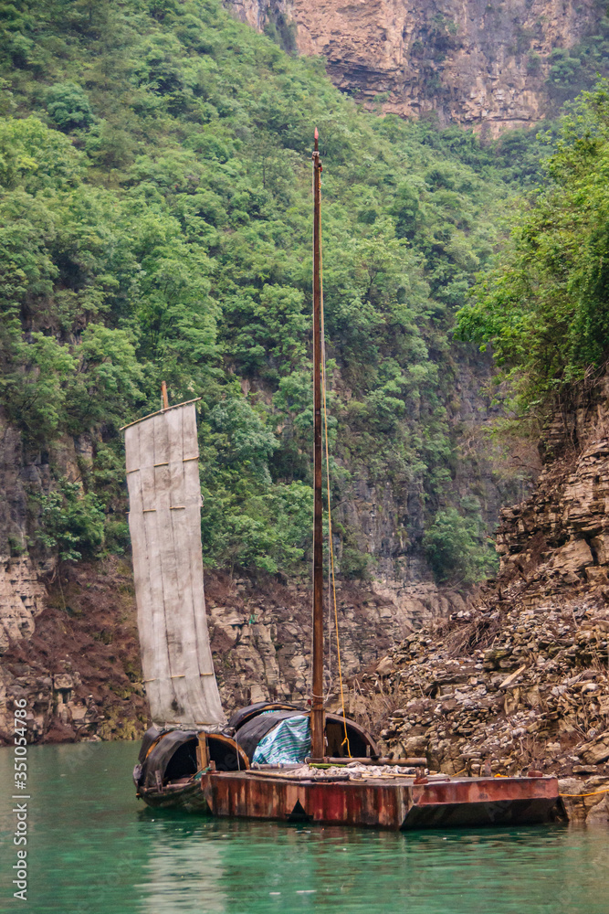 Wushan, Chongqing, China - May 7, 2010: Mini Three Gorges. Round cabins ...