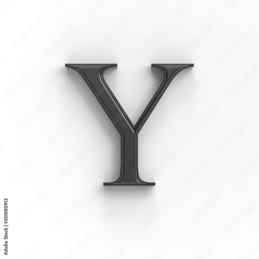 wood letter Y with surface contact shadow, ISOLATED upper-case 3d ...