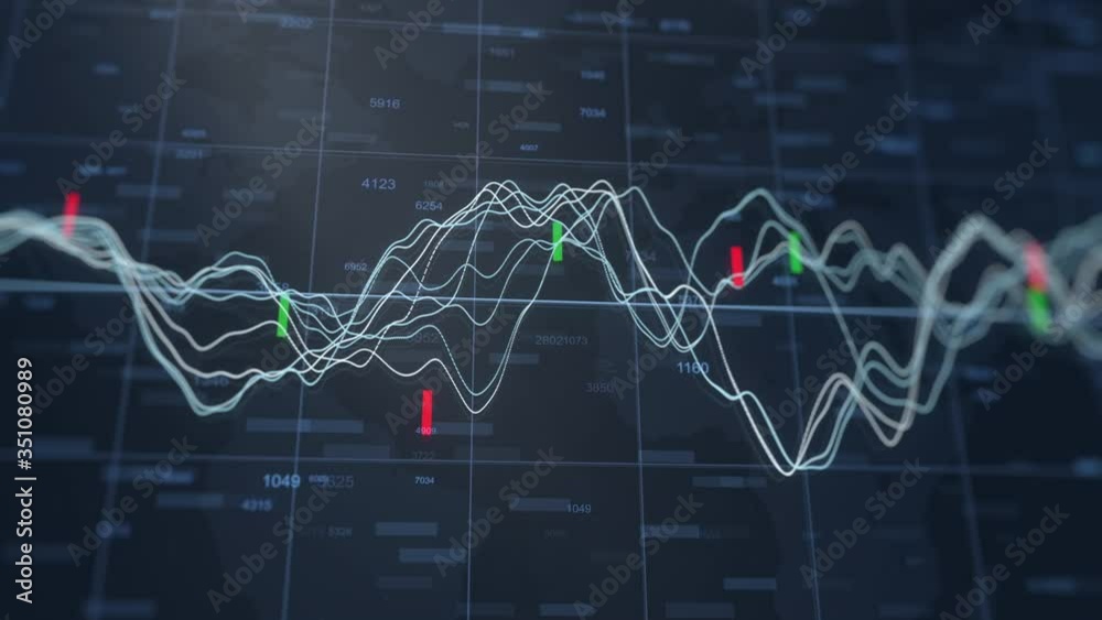 Dynamic graph animation with value markers showing decrease and ...