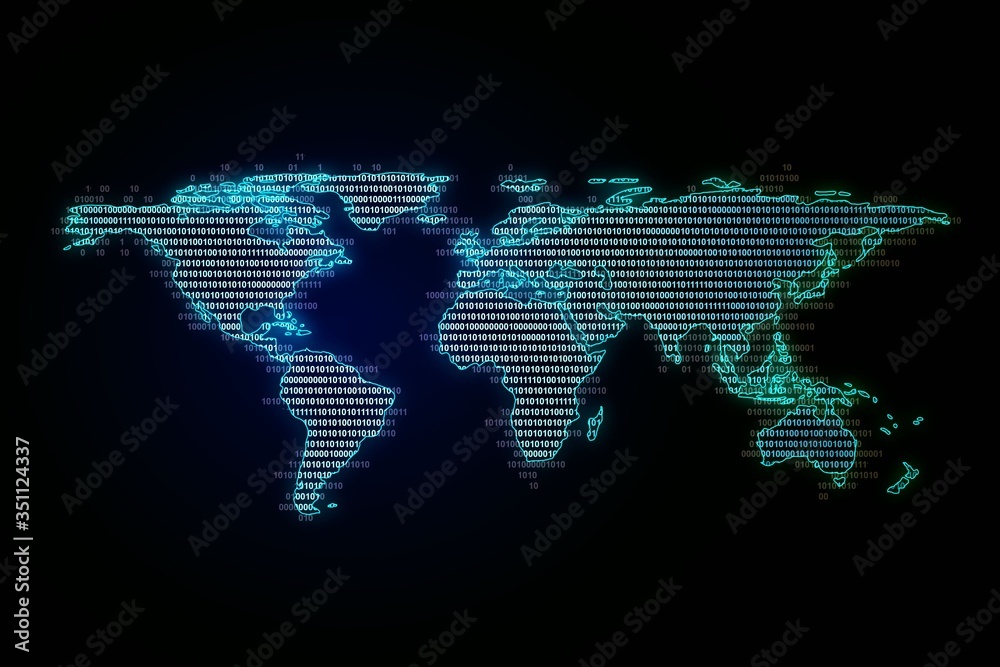 Graphic world map with numbers. 3D Rendering Stock Illustration | Adobe ...