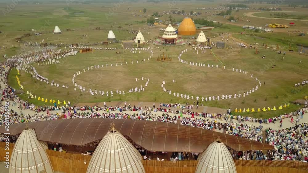 Video Stock Yakutia grand stage scene, yurts ethnic festival ...