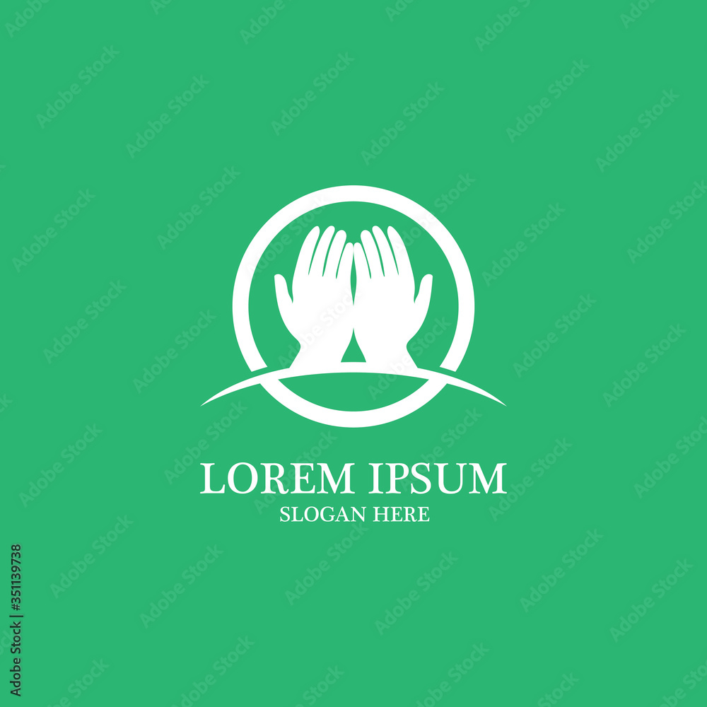 praying hands logo in green background Stock Vector | Adobe Stock