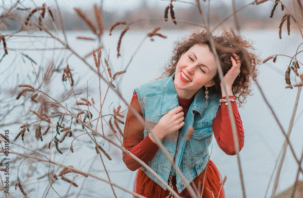 New world and new age people. Modern girl have a good mood, smiling ...