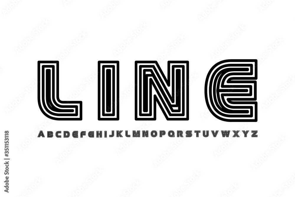 Linear Rounded Design vector Font for Title, Header, Lettering, Logo ...