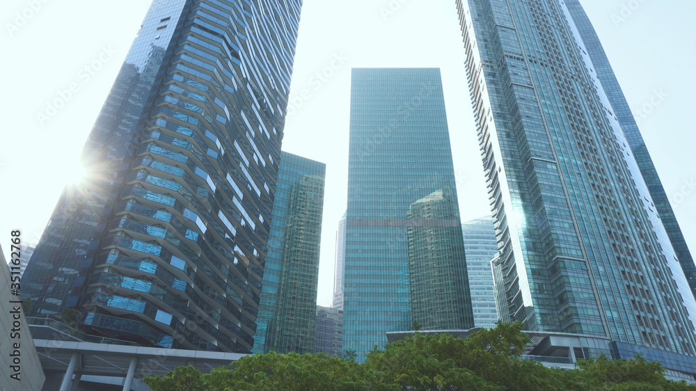 Facades of Modern Glass Facades of Office Skyscraper Buildings in ...
