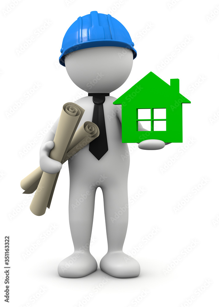 3d man architect home project Stock Illustration | Adobe Stock