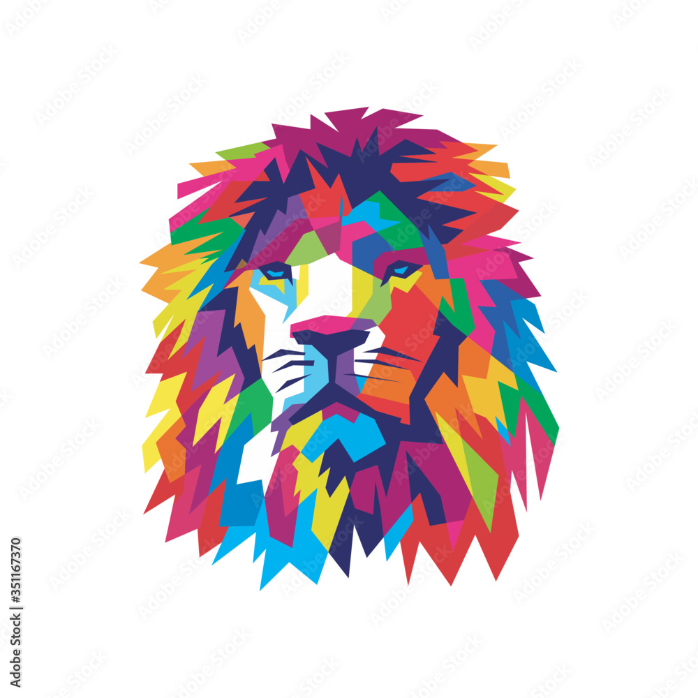 Vetor de Colorful Lion Vector Illustration do Stock | Adobe Stock