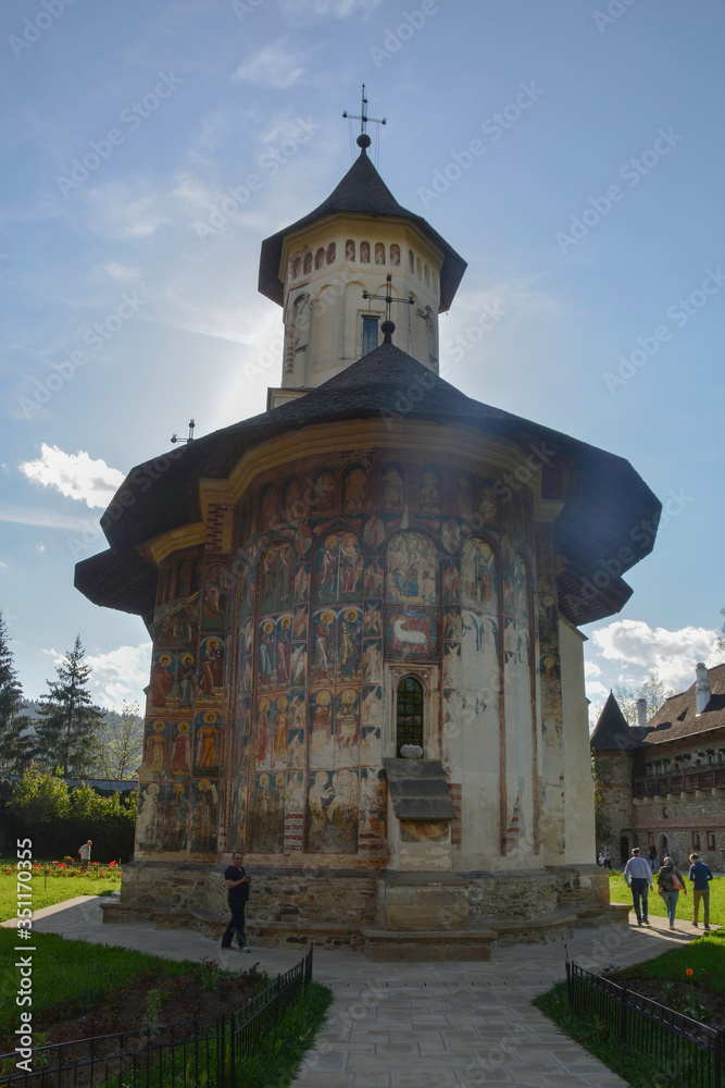 MOLDOVITA MONASTERY, BUCOVINA, ROMANIA, EUROPE, SPRING 2018. Orthodox ...