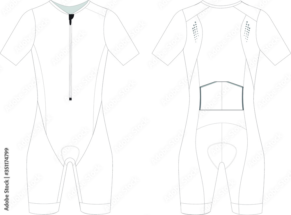 Custom Short Sleeve Triathlon Skin suit Blank Templates Stock Vector ...
