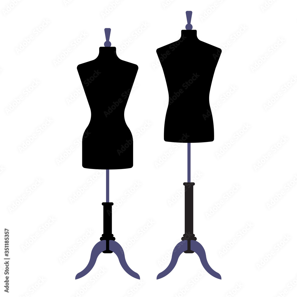 Silhouette of a mannequin. Female and male black mannequin for clothing ...