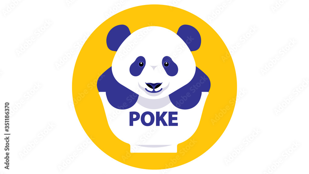 Cute panda in POKE bowl. Vector cartoon panda. Stock Vector | Adobe Stock