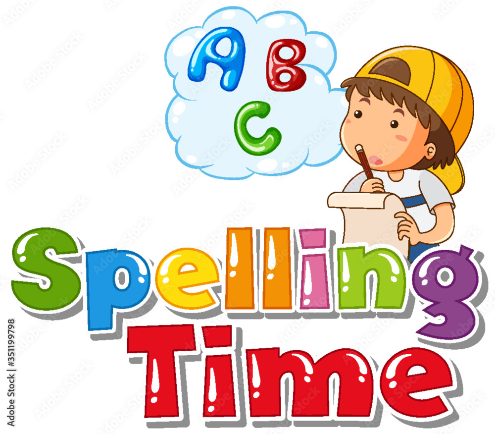 Font design for word spelling time with boy thinking Stock Vector ...