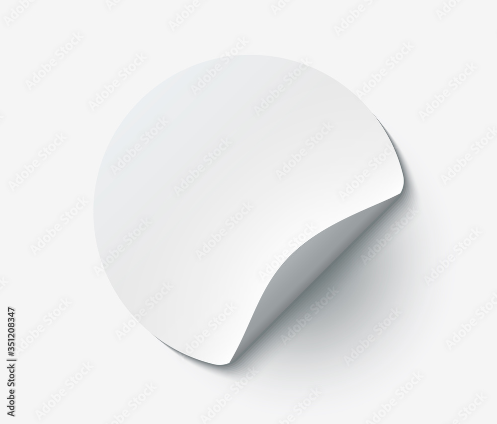 Mockup realistic paper round sticker white color with curved corner and ...