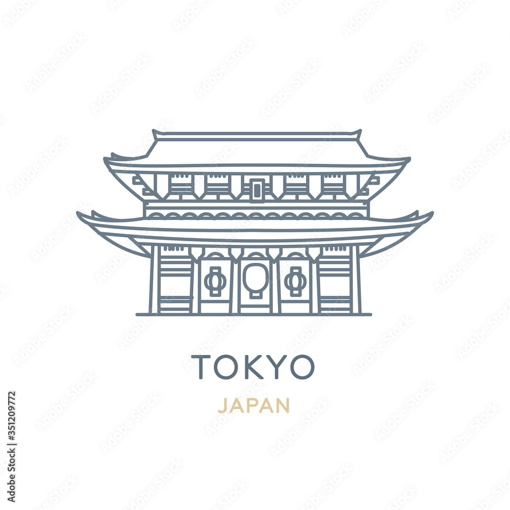 Tokyo, Japan. Line icon of the city in East Asia. Outline symbol for ...