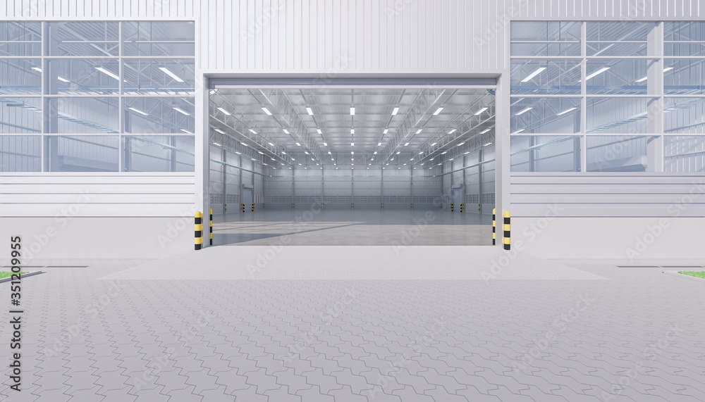 Warehouse or industry building interior exterior. Use as distribution ...