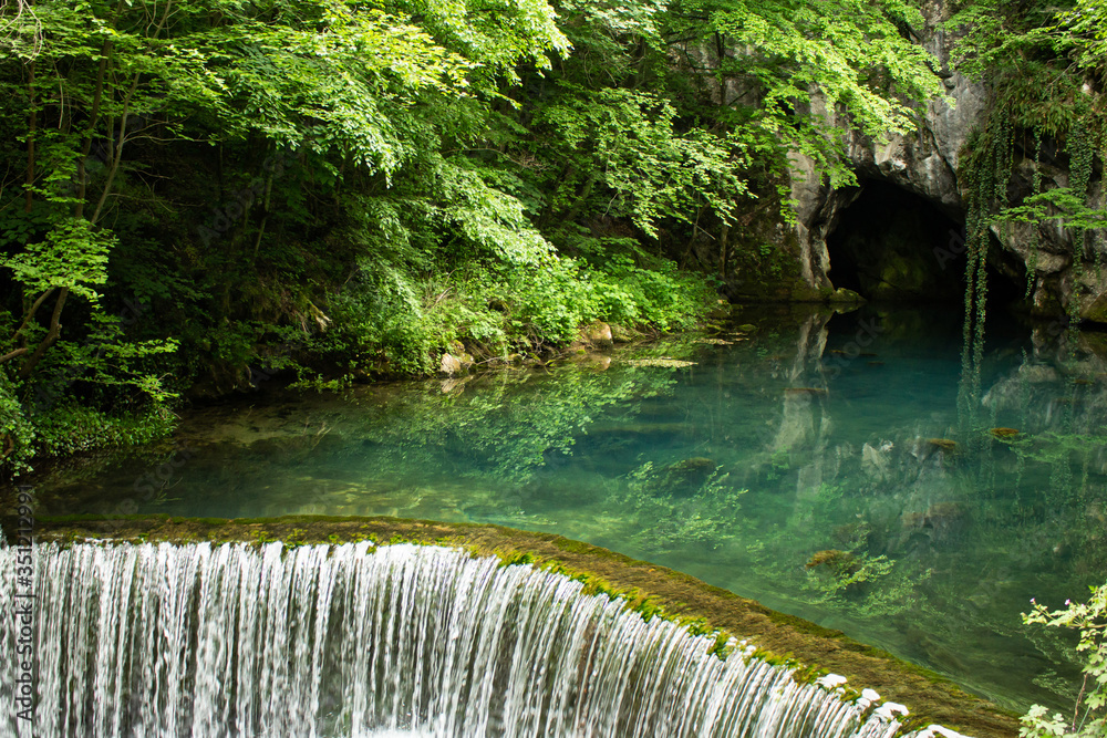 Monument of nature, spring of river Krupaja or Krupajsko vrelo with ...