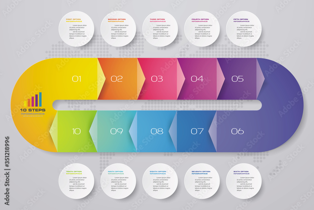 10 steps simple&editable process chart infographics element. EPS 10 ...