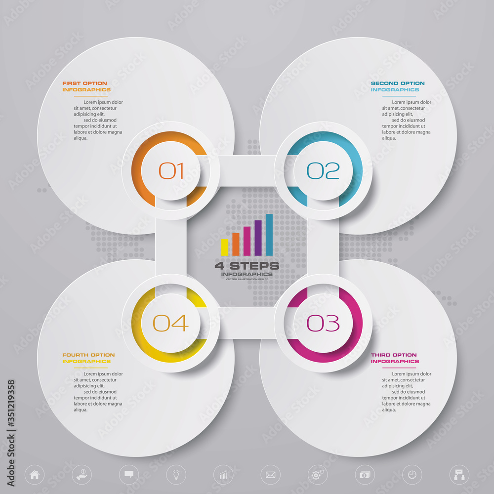 4 steps simple&editable process chart infographics element. EPS 10 ...