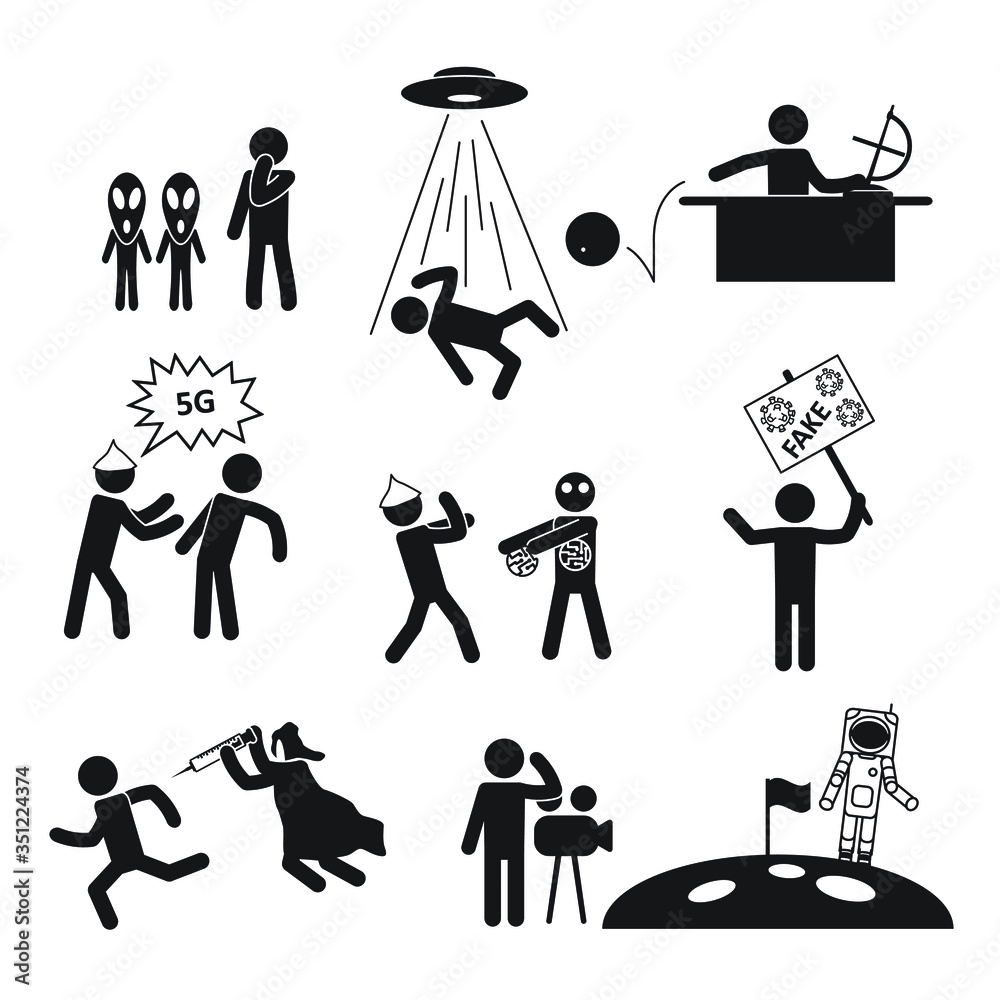 Conspiracy theorist people icon set. Vector. Stock Vector | Adobe Stock