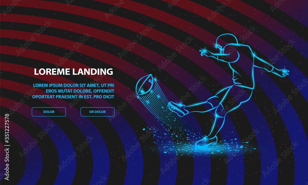 American football kicker hits the ball. Vector Sport Background for ...