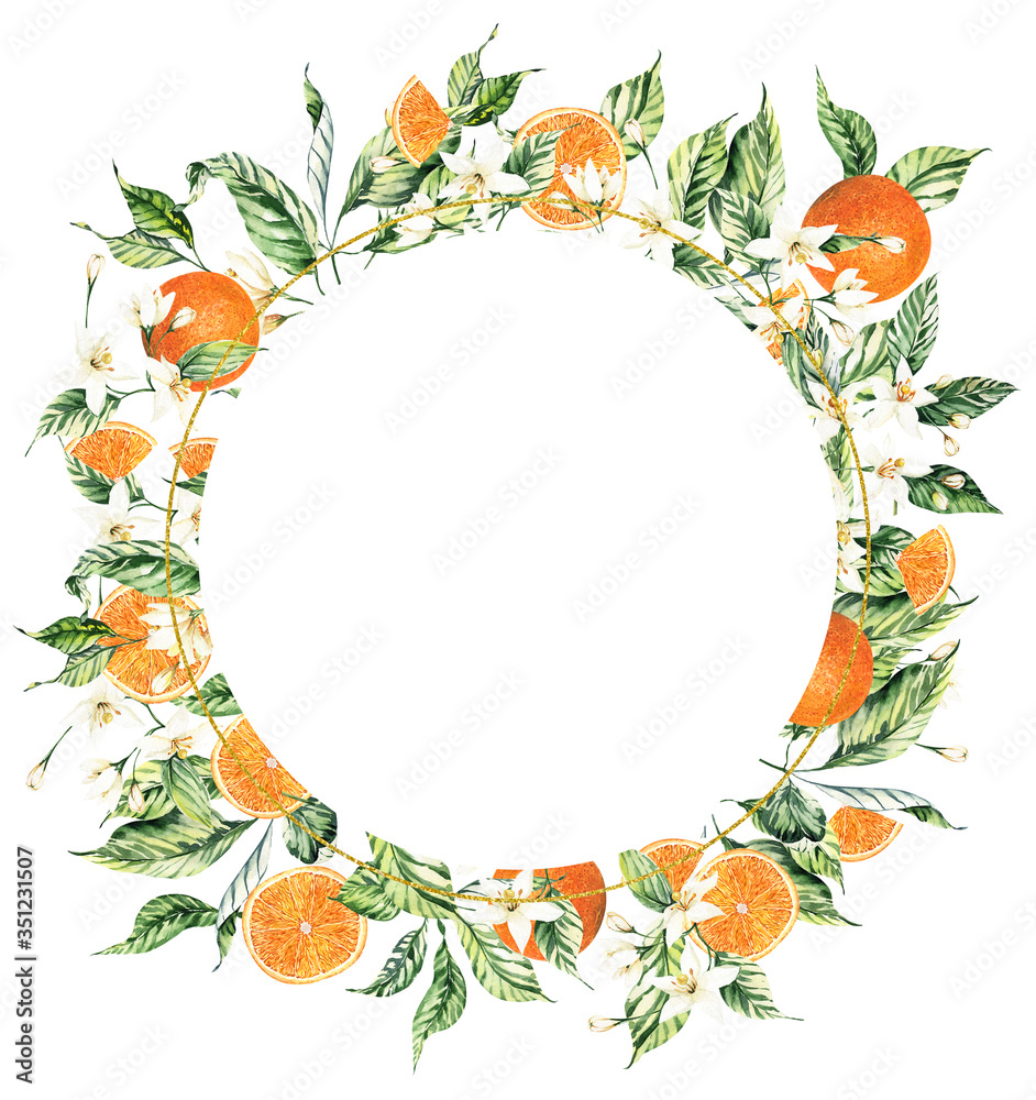 Watercolor citrus frames for summer wedding invitations. Citrus Oranges ...