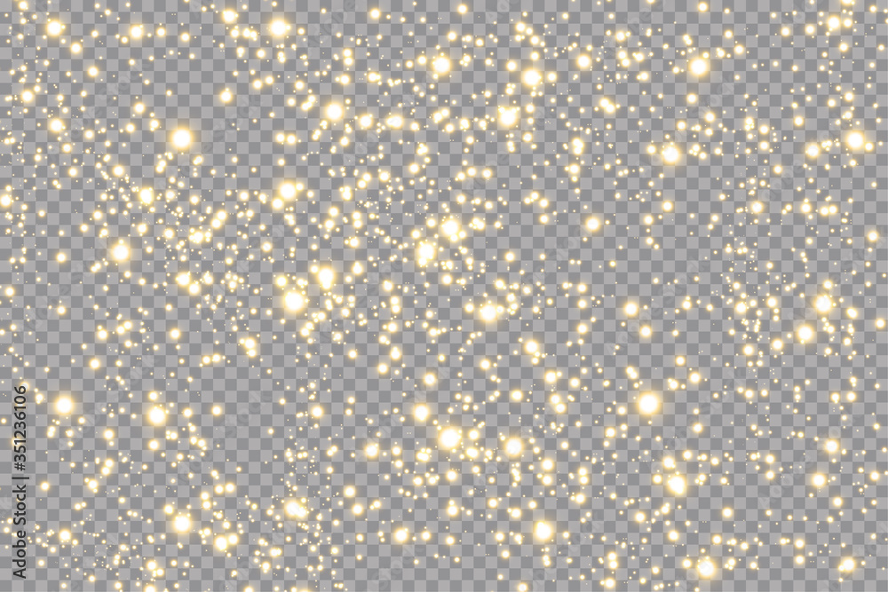Golden sparks glitter special light effect. Vector sparkles on ...