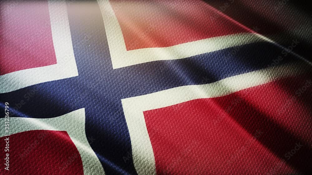 4k Norway National flag slow waving with visible wrinkles in Norwegian ...